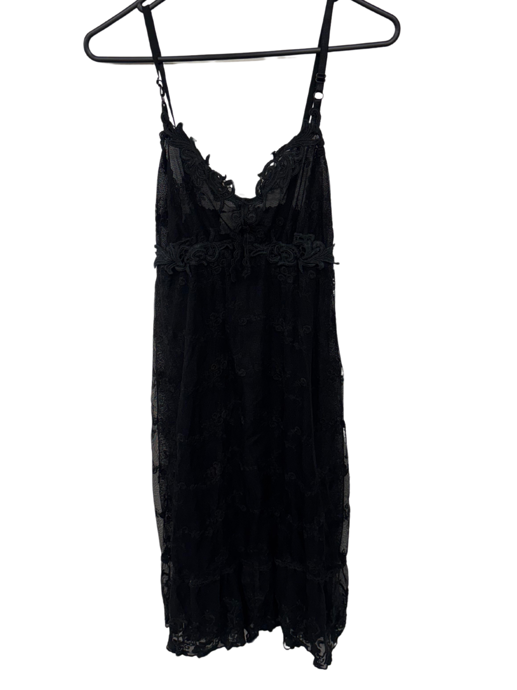 Black Sheer Mesh Floral Embroidery Knee Length Lingerie Dress – Bloom Op Shop