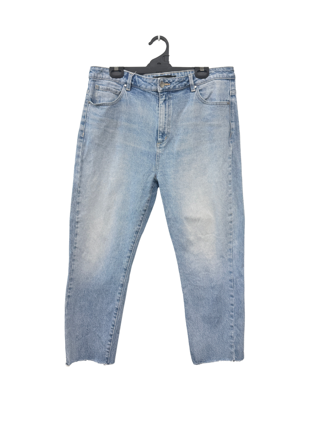 Light Blue Straight Leg Denim Jeans with Raw Hem – Bloom Op Shop